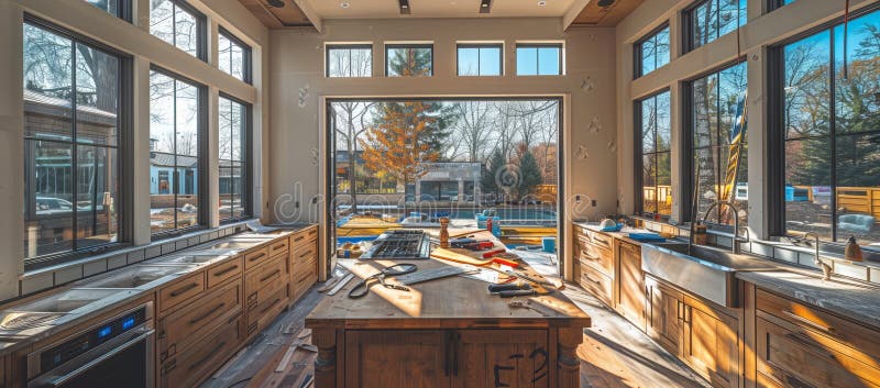 This Modern Kitchen Features a Scenic View and an Open Layout that ...