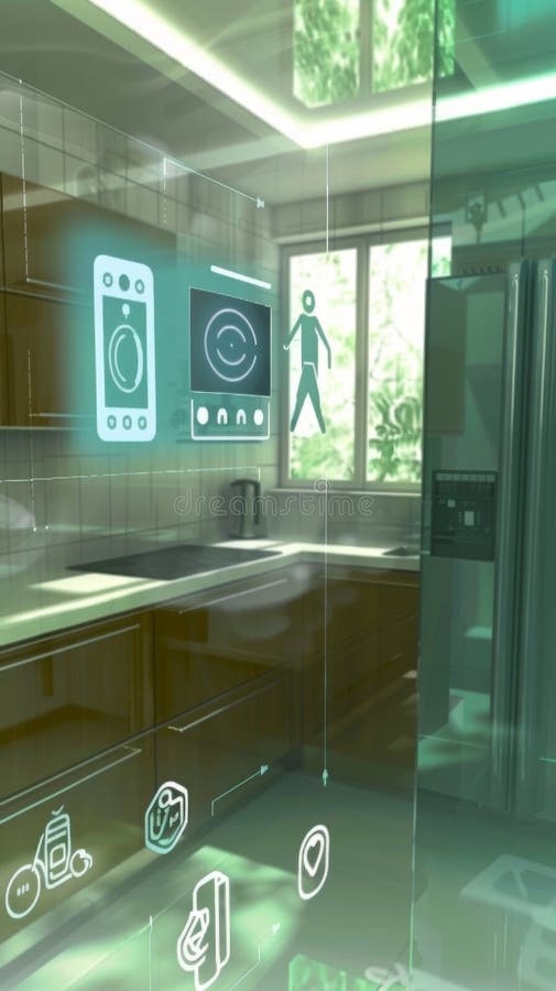 A Modern Kitchen Featuring Advanced Smart Appliances with Digital ...
