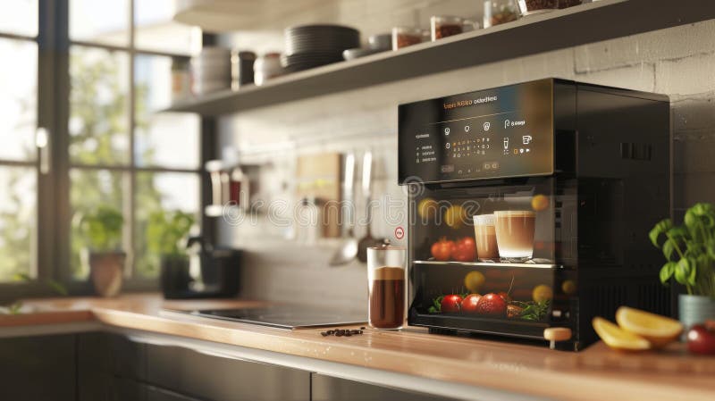 Modern Kitchen Featuring a High-tech Coffee Machine with Digital ...