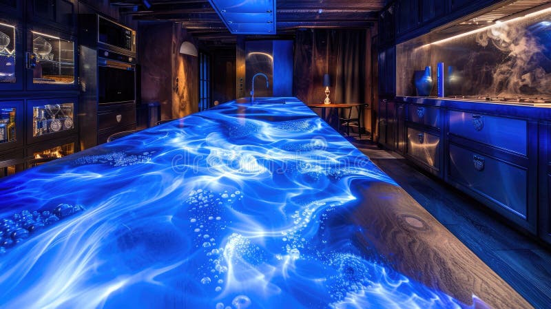 A Modern Kitchen Featuring a Stunning Epoxy Resin Countertop in Silver ...