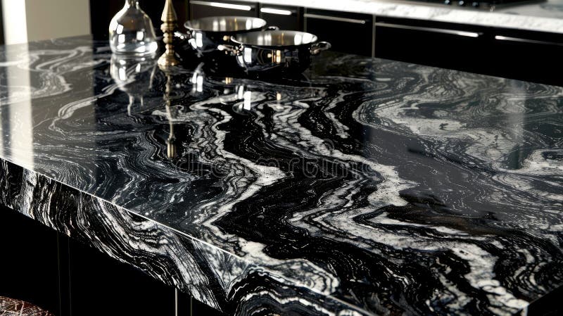 A Modern Kitchen Featuring a Stunning Epoxy Resin Countertop in Silver ...