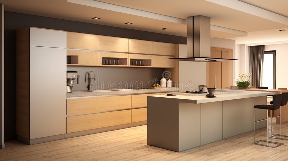 The Modern Kitchen. Front View of a Modern Designer Kitchen with Smooth ...