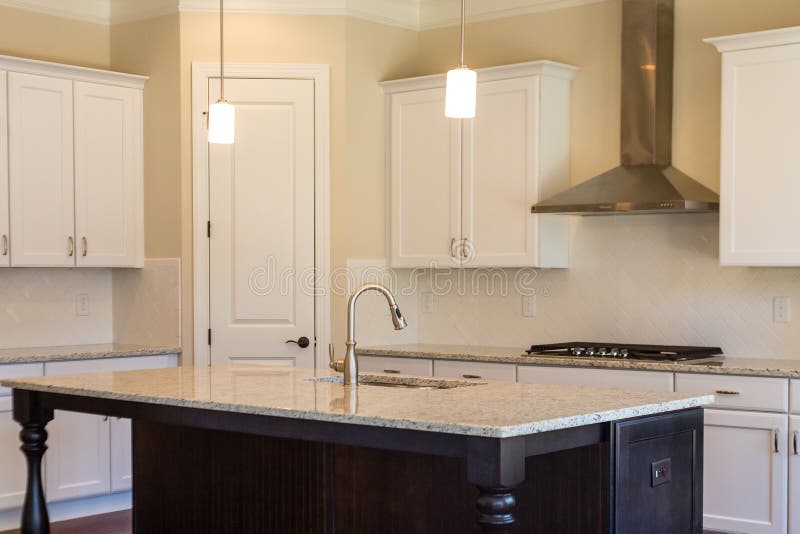 Modern Kitchen with Granite Countertop Stock Image - Image of decor ...