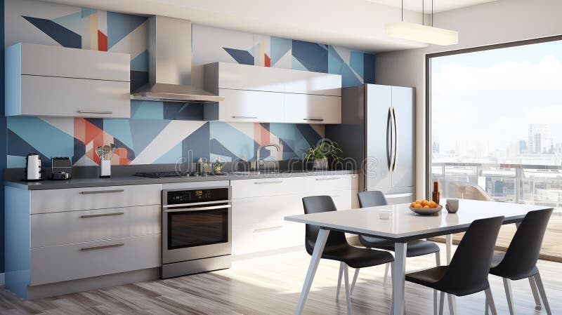 Modern kitchen graphics stock illustration. Illustration of cabinets ...