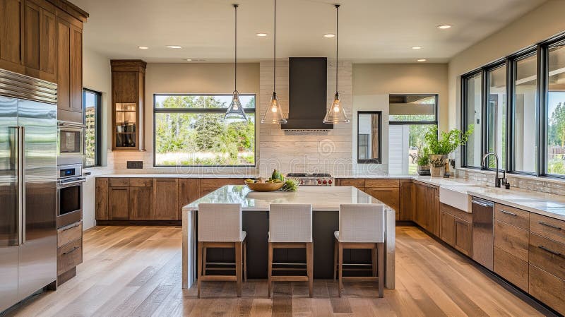 Modern Kitchen Integrated Lighting Open Spaces Stock Photos - Free ...