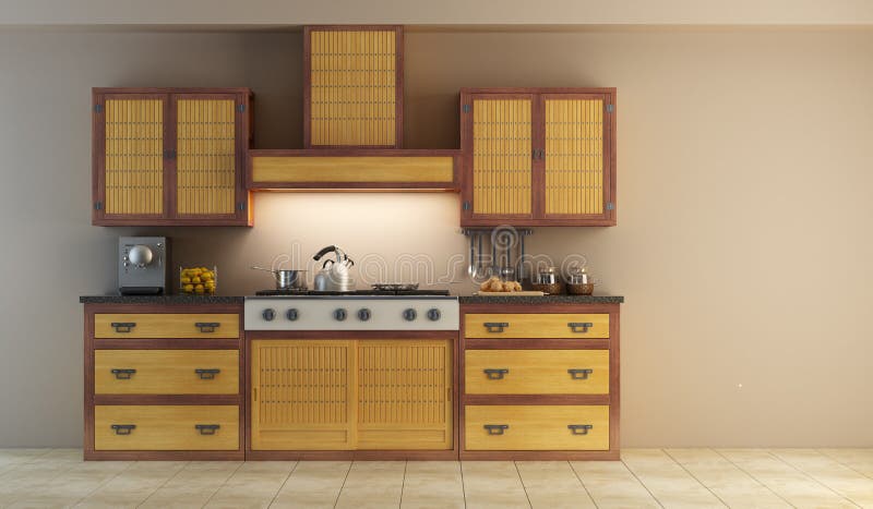 Modern Kitchen Interior stock vector. Illustration of cupboard - 77232363