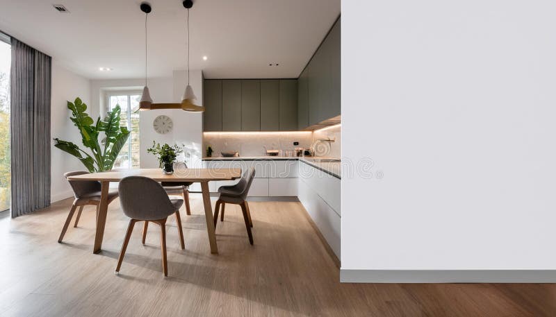 Modern Kitchen Interior Design Featuring a Dining Table and Chairs on ...