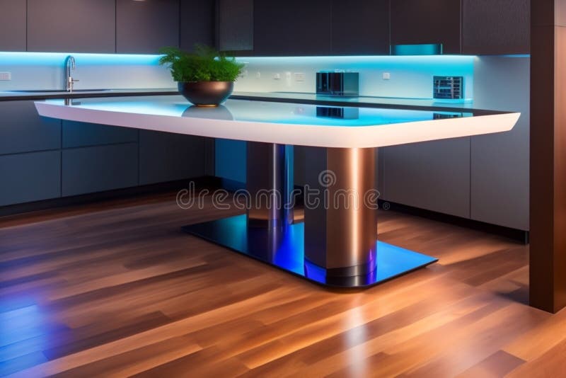 Modern Kitchen Interior Design Futuristic Hi-tech Kitchen Table ...