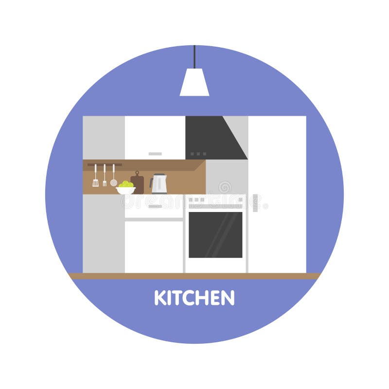Modern Kitchen Interior Design Icon. Vector Illustration Stock Vector ...