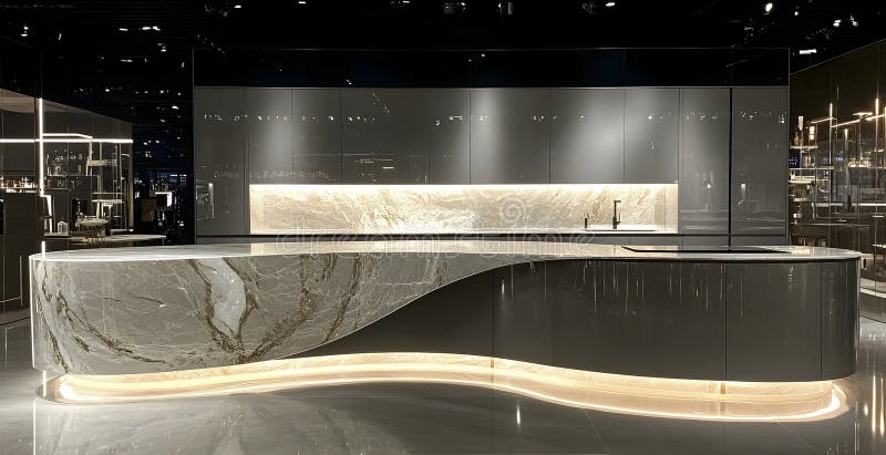 Modern Kitchen Interior Design, Luxury Showroom Display and Ambient ...