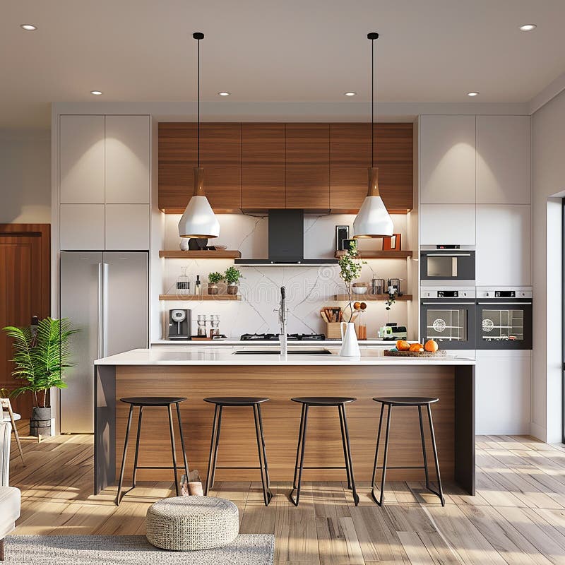 Kitchens stock illustration. Illustration of sleek, floor - 331458453