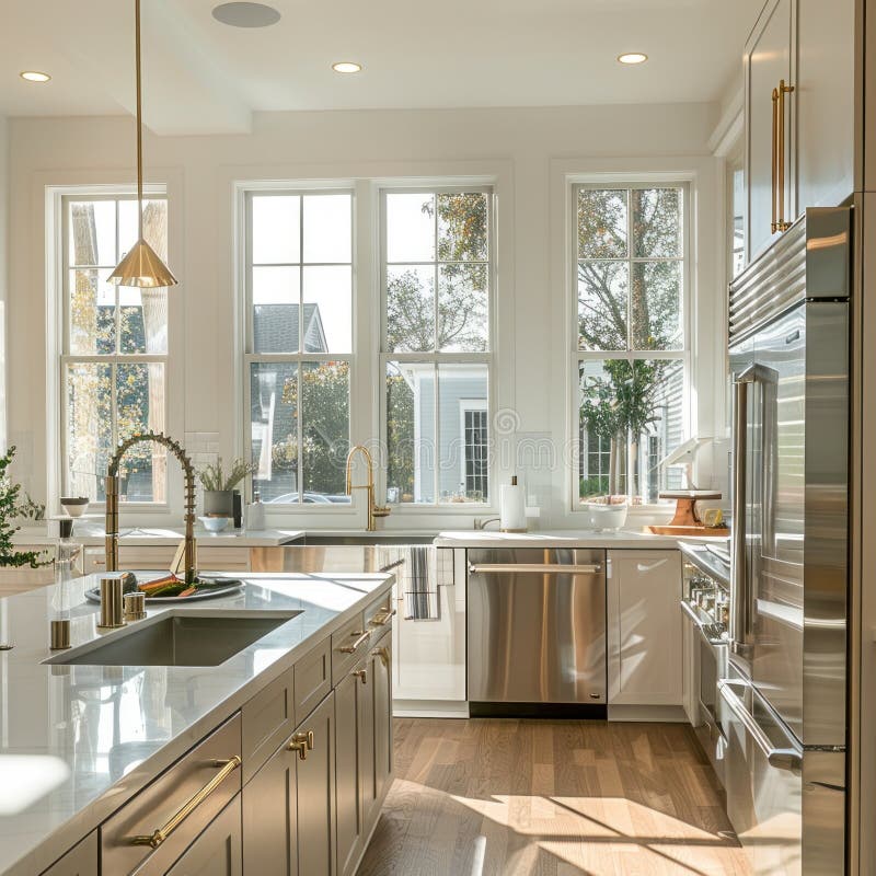 Modern Kitchen Interior Design with Natural Light Photo Stock ...