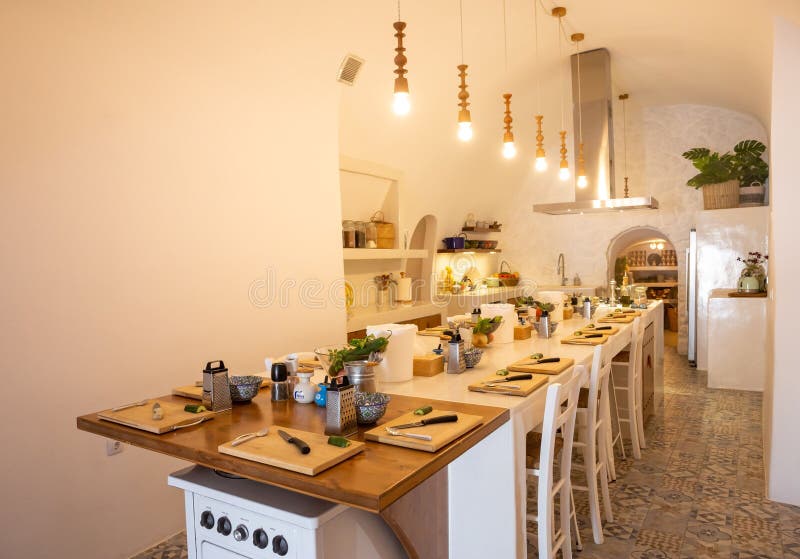 Modern Kitchen Interior Set Cooking Class Stock Photos - Free & Royalty ...