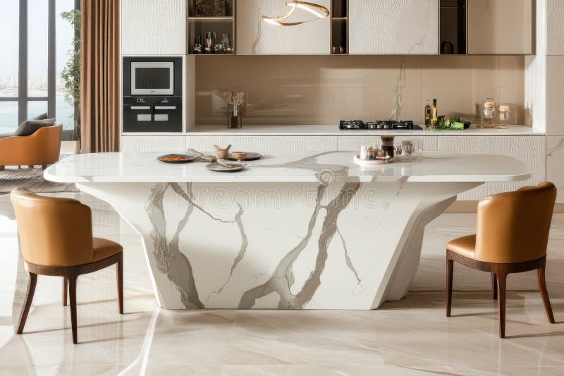 Modern Kitchen Interior with Luxury Dining Table and Comfortable ...