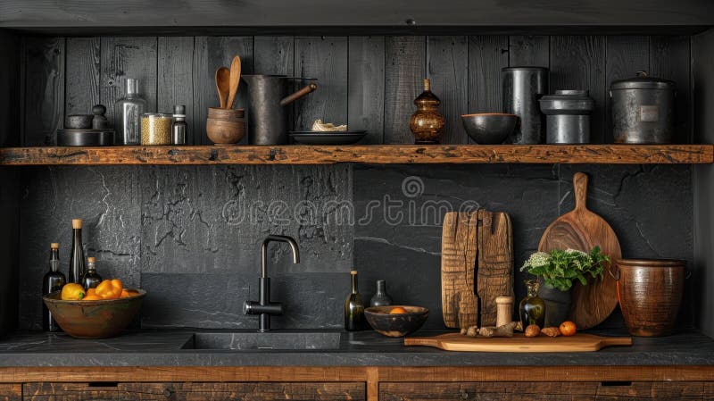 Modern Kitchen Interior. the Kitchen is Made with Ecological Materials ...