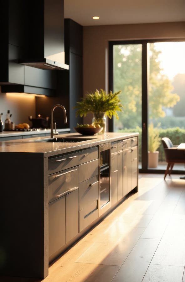 Modern Kitchen Interior with Natural Light and Sleek Design Elements ...