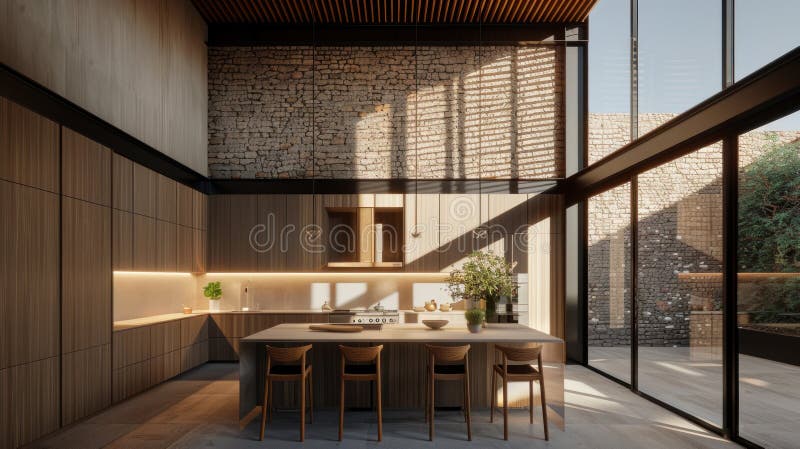 Modern Kitchen Interior with Natural Light, Wooden Elements, and a ...