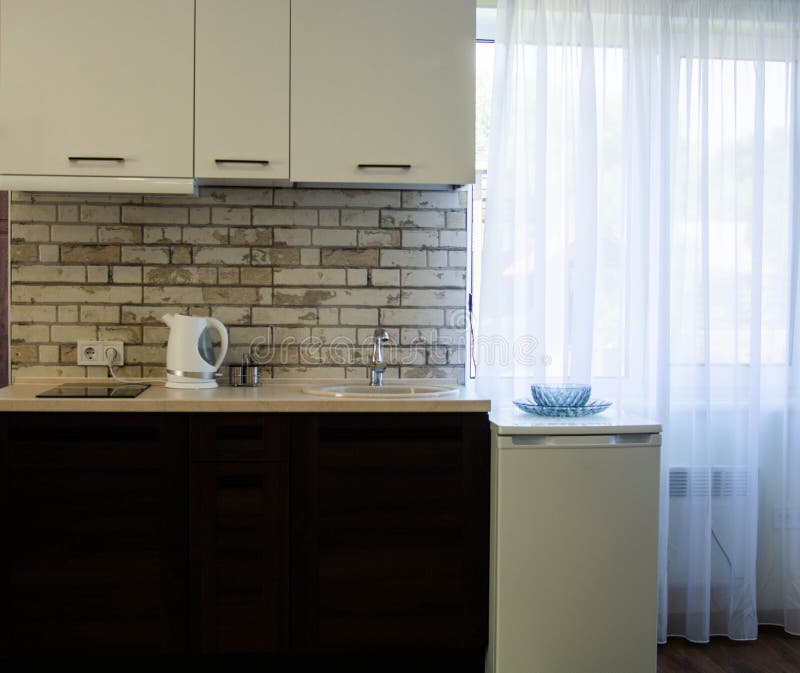 Modern Kitchen, Interior Photo. Natural Day Light Stock Image - Image ...