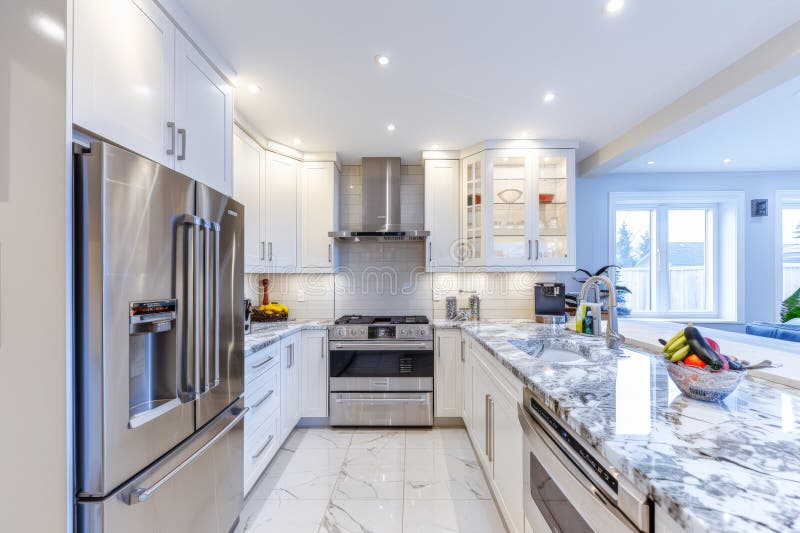 Modern Kitchen Interior, with Clean Work Surface Stock Illustration ...