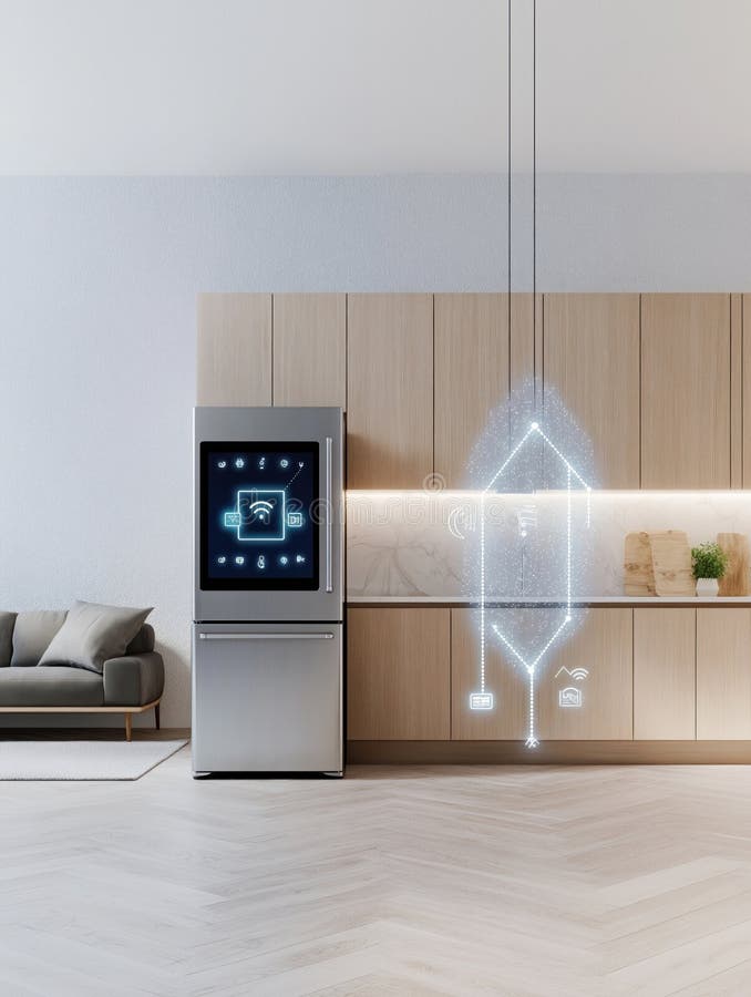 Modern Kitchen Interior with Smart Appliances. Connected Appliances ...