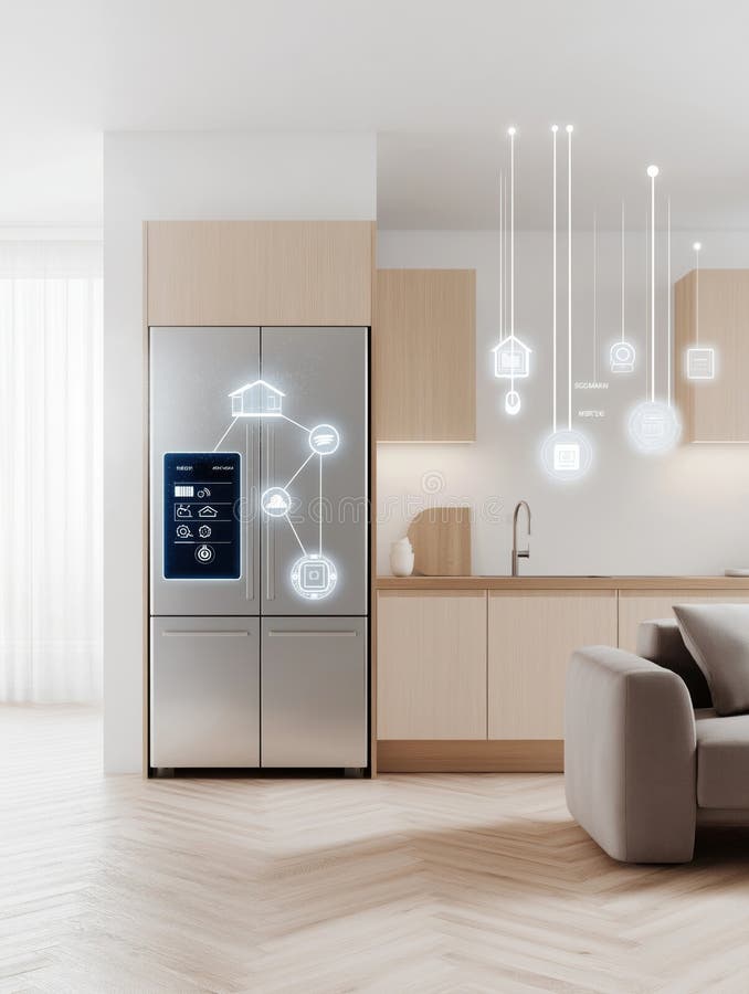 Modern Kitchen Interior Smart Home Appliance Management. Connected ...