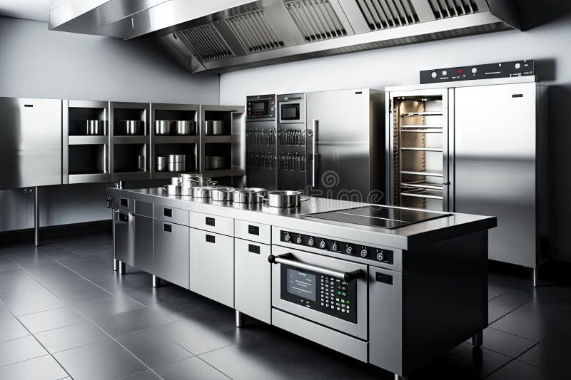 Modern Kitchen Interior with Stainless Steel Ovens Stock Image - Image ...