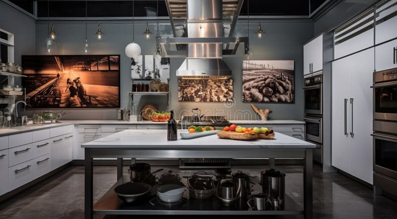 Modern Kitchen Interior with Stove, Modern Kitchen, Kitchen Interior ...