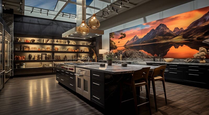 Modern Kitchen Interior with Stove, Modern Kitchen, Kitchen Interior ...