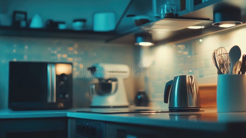 Modern Kitchen Interior stock image. Image of furniture - 385398779