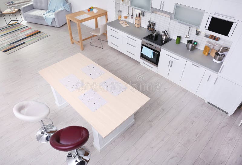 Modern Kitchen Interior , View CCTV Camera Stock Image - Image of ...