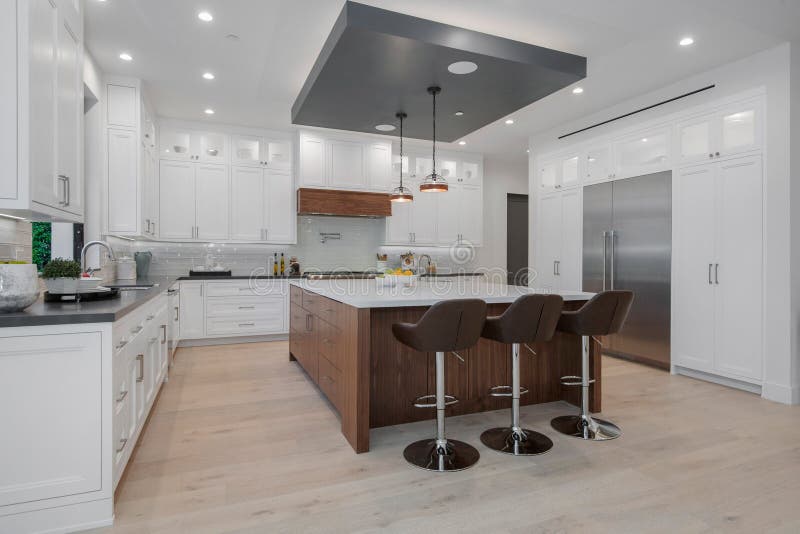 Modern Kitchen with an Island in a Modern New Construction Home in Los ...