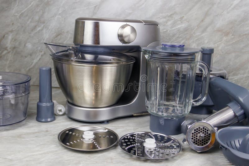 Modern Kitchen Machine with Different Attachments and Accessories Stock ...