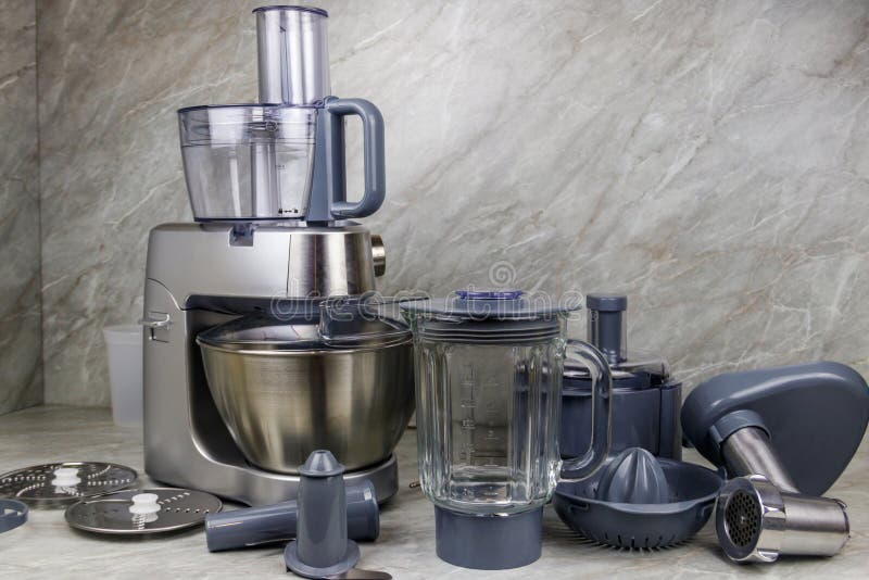 Modern Kitchen Machine with Different Attachments and Accessories Stock ...