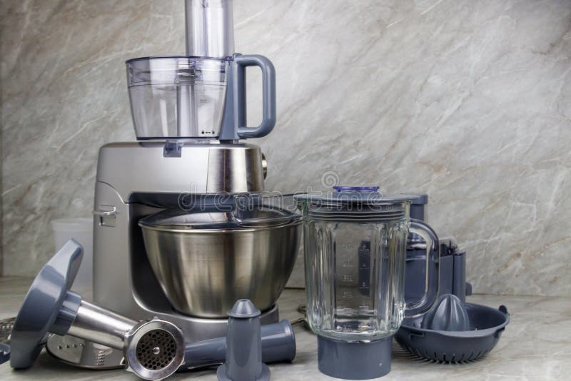 Modern Kitchen Machine with Different Attachments and Accessories Stock ...