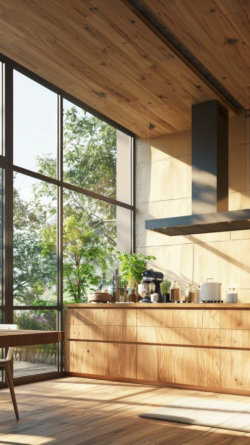 Modern Kitchen with Natural Light and Wooden Interior, Cozy Home ...
