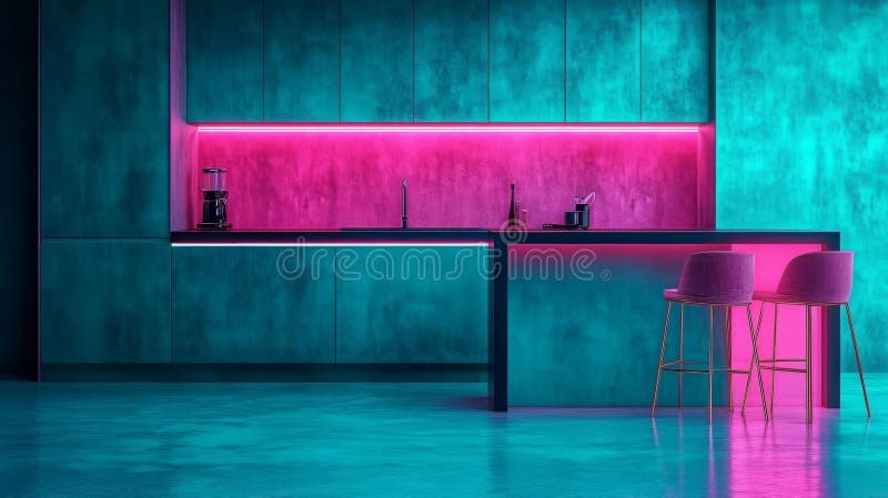 In a Modern Kitchen at Night: Warm Lighting Intensifies Sleek Design ...