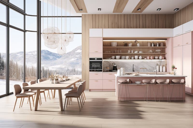 Modern Kitchen Oasis with Breathtaking Mountain Views and Elegant ...