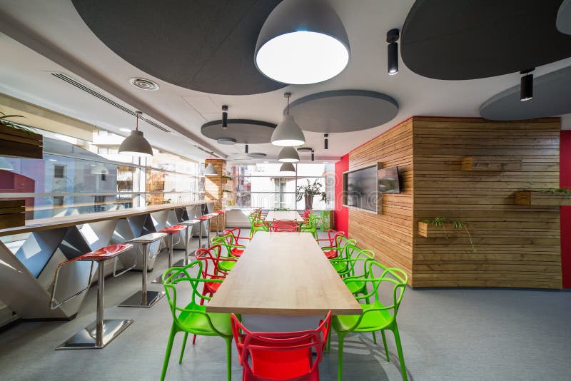 Modern Kitchen in Office Building Stock Photo - Image of hallway ...