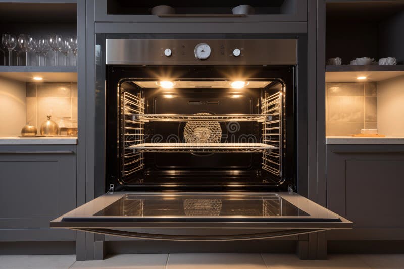 Modern Kitchen with Open Oven Ai Photo Stock Image - Image of open ...