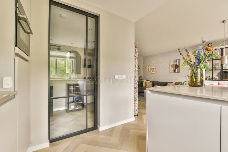 Modern Kitchen with Open Space Design Stock Image - Image of furniture ...