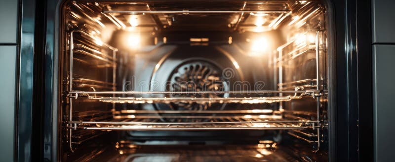 The Modern Kitchen Oven Interior with Bright Illumination and Sleek ...