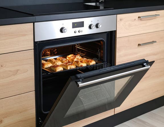 Modern Kitchen Oven with Stainless Steel Control Panel and Warm Baking ...
