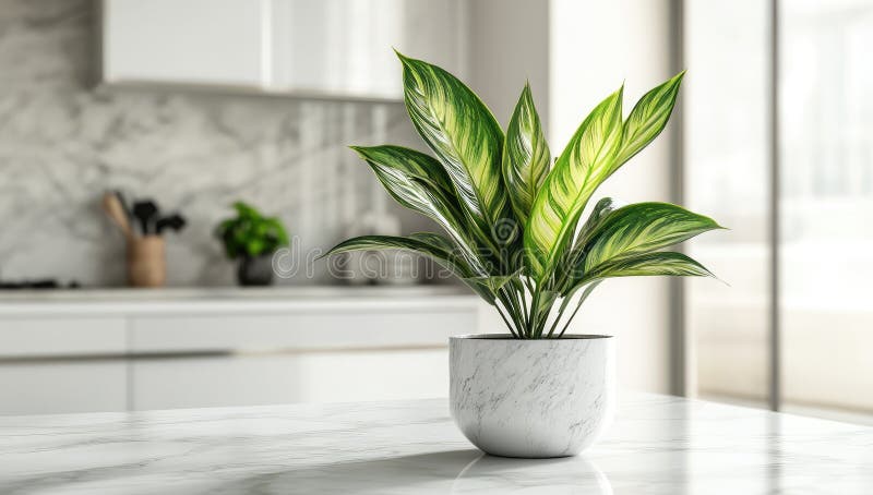 Modern Kitchen Plant stock illustration. Illustration of white - 386104595