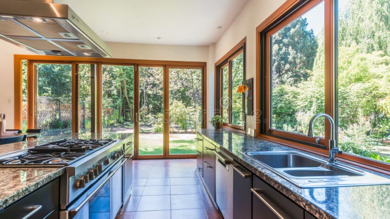 Modern Kitchen Polished Granite Floor Tiles Display Subtle Waves and ...