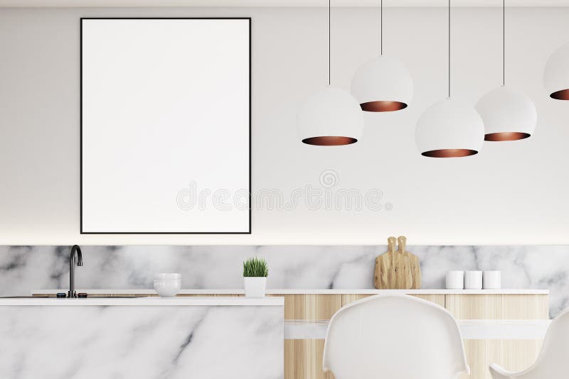 Modern Kitchen with Poster, Close Up Stock Illustration - Illustration ...
