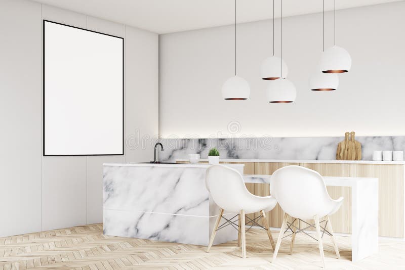 Modern Kitchen with Poster, Corner Stock Illustration - Illustration of ...