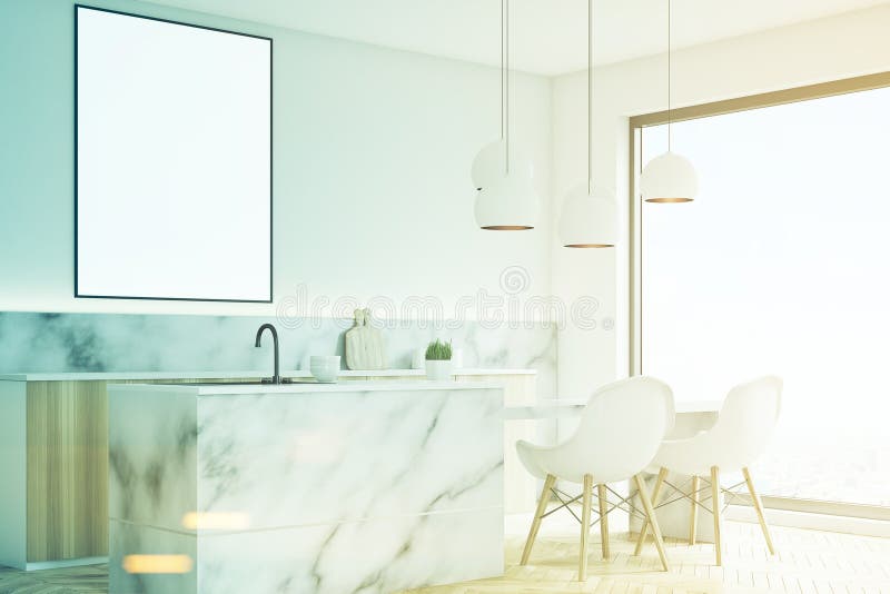 Modern Kitchen with Poster, Side, Toned Stock Illustration ...