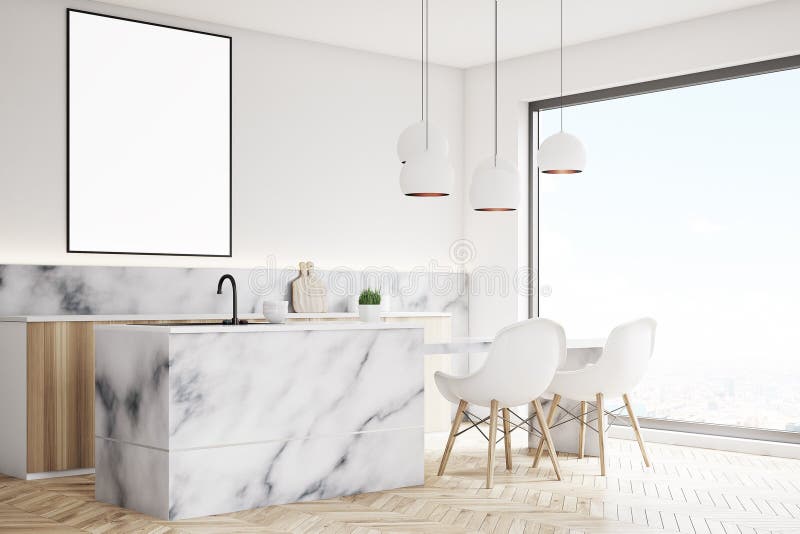 Modern Kitchen with Poster, Side Stock Illustration - Illustration of ...