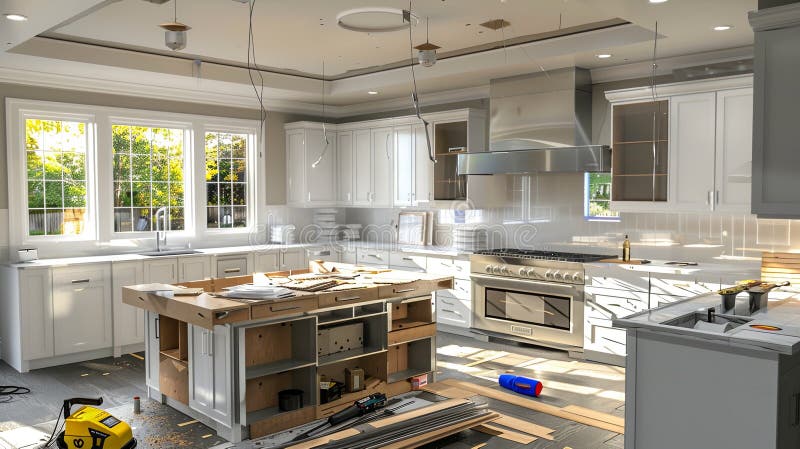 Modern Kitchen in Renovation with New Cabinets and Countertops at ...
