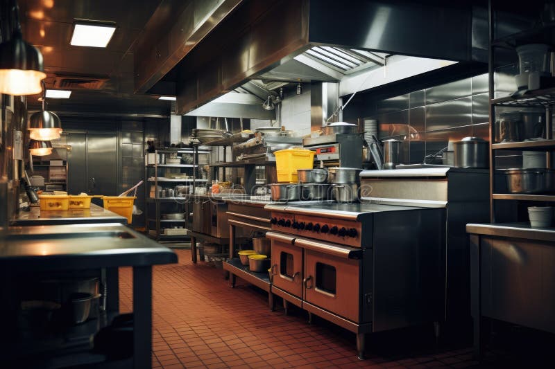 Modern Kitchen of a Restaurant or Hotel. Kitchen with Professional ...